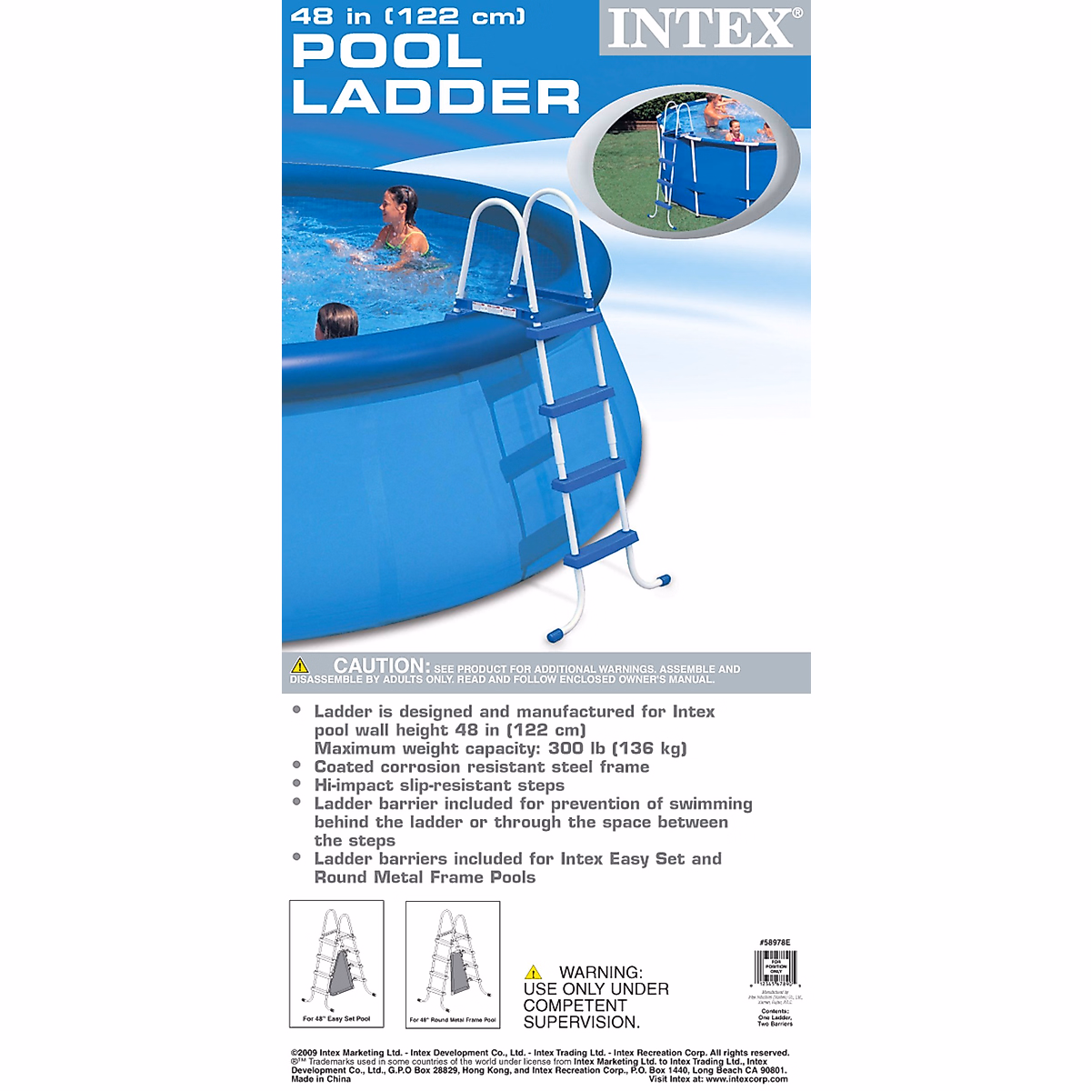 Intex 58978E Pool Ladder with Barrier for 48-Inch Wall Height Pools