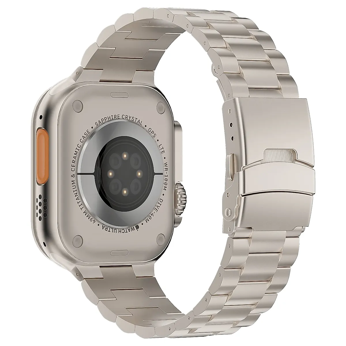 Wolait Ultra 2 Watch Band Compatible Apple Watch Ultra Band 49mm & Series 10 46mm,Genuine Titanium iWatch Bands with Button Clasp for Men,Natural Titanium