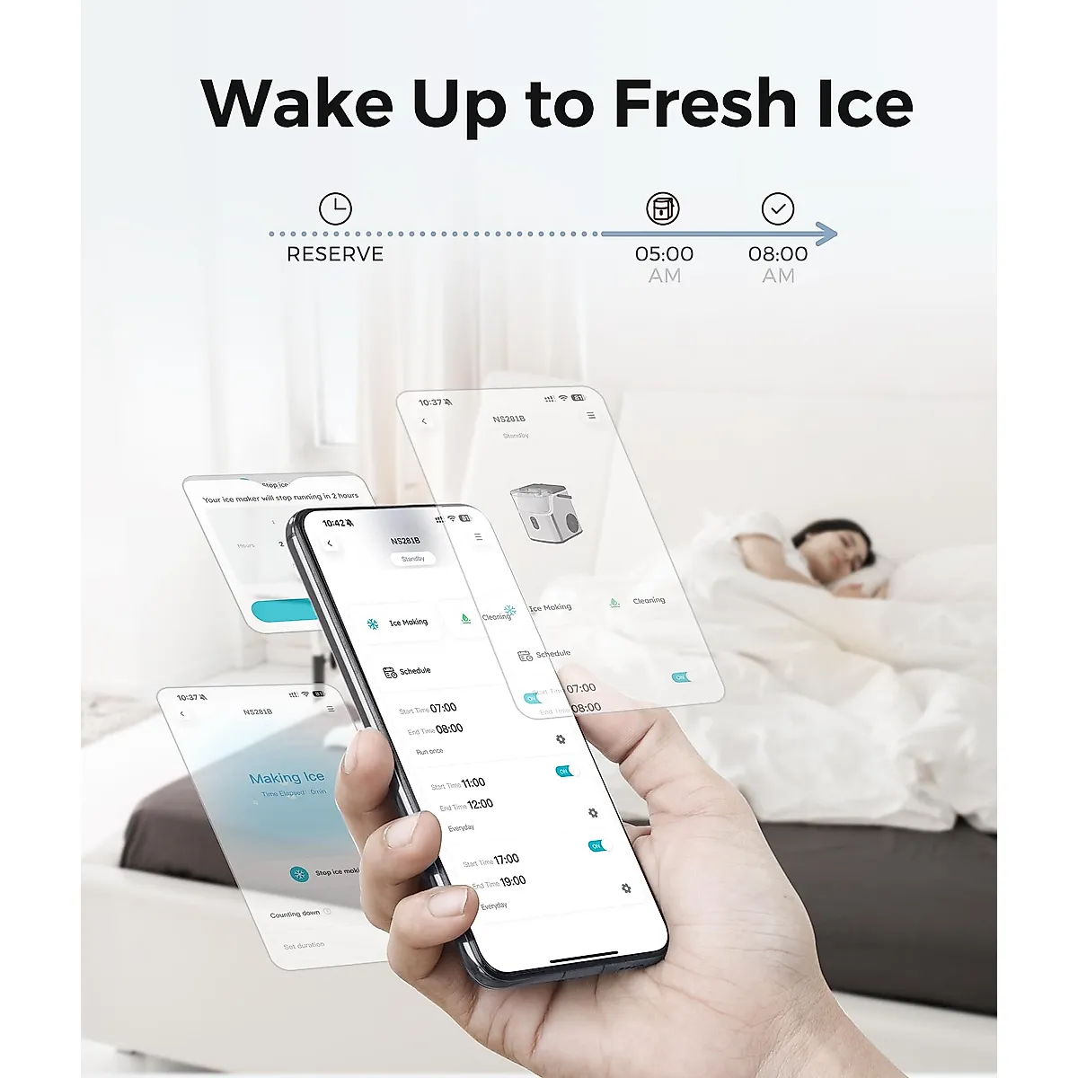 ecozy Smart Nugget Ice Maker Countertop, Pebble Ice Maker with 35lbs/24H Soft Chewable Ice, Self-Cleaning Ice Machine with Voice Control for Home Kitchen Party Bar Office, Stainless Steel