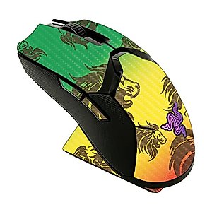 MightySkins Carbon Fiber Skin Compatible with Razer Viper Ultimate - Rasta Lion | Protective, Durable Textured Carbon Fiber Finish | Easy to Apply and Change Styles | Made in The USA