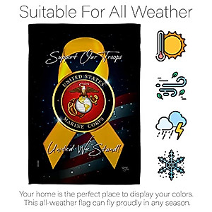 Support Marine Corps Garden Flag Home Decor Armed Forces USMC Gift Semper Fi United State American Military Veteran Retire Official Small Banner Yard House Decoration Remembrance Memorabilia Made In USA