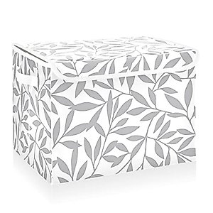 CaTaKu Leaf Grey Storage Bins with Lids and Handles, Fabric Large Storage Container Cube Basket with Lid Decorative Storage Boxes for Organizing Clothes