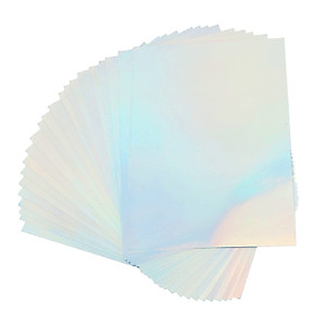 22 Sheets Holographic Sticker Paper, A4 Size 8 x 12in Dries Quickly Printable Holographic Stick Adhesive Paper for Inkjet Printers, Photocopiers, Printers