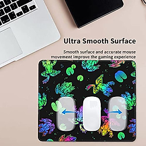 Water Lily Leaves and Frogs Mouse Pad with Stitched Edges Laptops Keyboard Mouse Mat Desk Pad Gaming Mouse Pad
