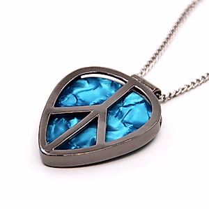 PICKRING Peace shape Guitar Pick Holder Necklace/Guitar Picks Keeper Storage Pendant Necklace Musicians Gifts (Metal Black)