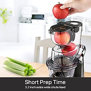 SIFENE Vertical Cold Press Juicer, Slow Masticating Juicer Machine, Juice Maker Extractor with 3.2" Big Mouth for Whole Fruits and Vegetables, Easy to Clean
