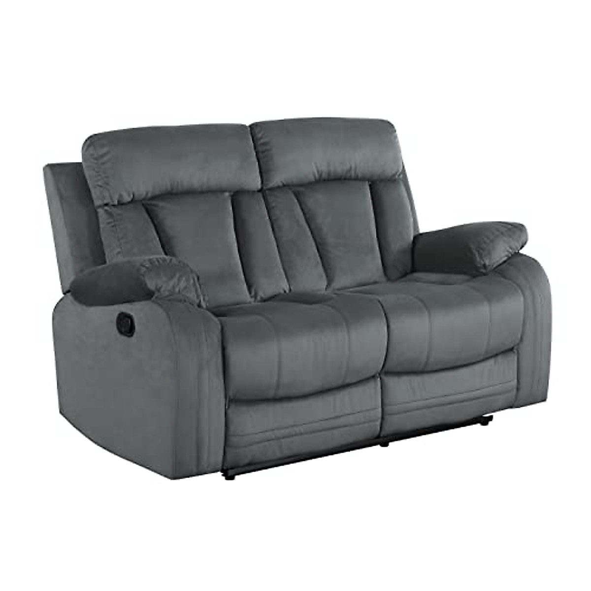 Blackjack Furniture Elton Microfiber Reclining Modern Living Room Loveseat, Sofa, Gray