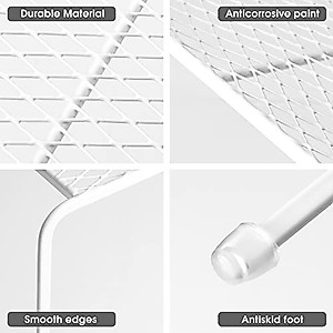 Lonian Kitchen Cupboard Organiser, Home and Kitchen Metal Storage Shelf Wire Rack for Kitchen Cabinets, Counter-Tops, Pantries, Food and Utensils (Pack of 2, White)
