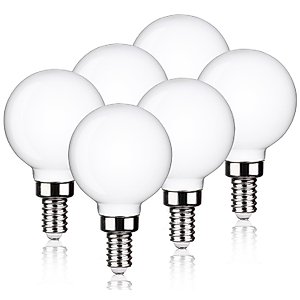 RuiAoTD G16.5(G50) Globe Light Bulbs, 5.5W Equal 60W Light Bulb, Neutral White 4000K, Chandelier Light Bulbs Candelabra E12 Base for Ceiling Fan Lights, 500LM, Dimmable, Milky Glass, 6 Pack