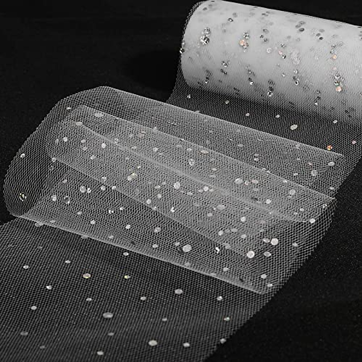 Osunnus Silver Glitter Tulle Fabric Roll 6" by 25 Yards Sequin Netting Fabric for DIY Gift Wrapping Wedding Christmas Baby Shower Tutu Birthday Party Decorations