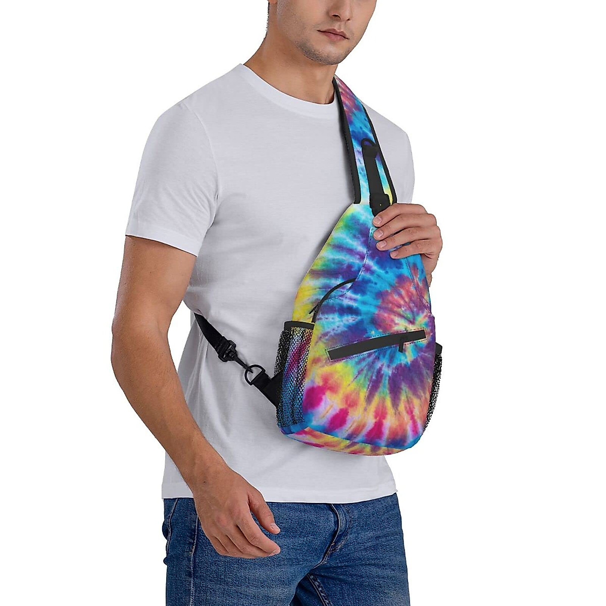 Tie Dye Sling Backpack Leisure Oblique Cross Chest Bag For Men Women,Durable Adjustable Gym Bag Cycling Traveling Hiking Daypack