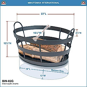 Minuteman International Shaker, Graphite Firewood Log Basket Bin Holder, 4 Units