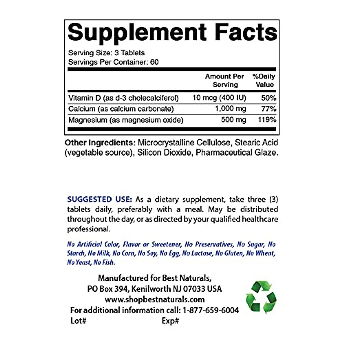 Calcium Magnesium with Vitamin D3 1500mg & Potassium Gluconate 595 Mg