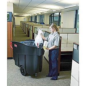 Rubbermaid Commercial Executive Series Mega Brute Waste Collection Cart, 120-Gallon, Black (9W7300BLA)