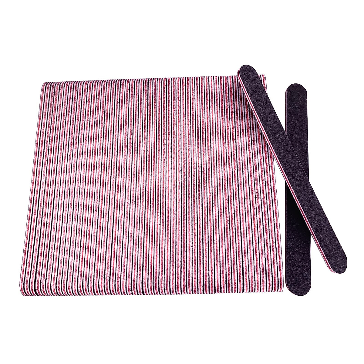 Nail File (50 Pcs), Emery Board Nail Files for Acrylic Nails and Natural Nails, Double Sided 100/180 Grit Fingernail Files, Professional Reusable Washable Emery Boards Manicure Pedicure Tool Black