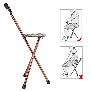 Seat Walking Stick, Metal Walking Stick Chair Portable Folding, Seat Stool Travel Cane Chair for Elderly, Fishing Garden Camping Event Stool