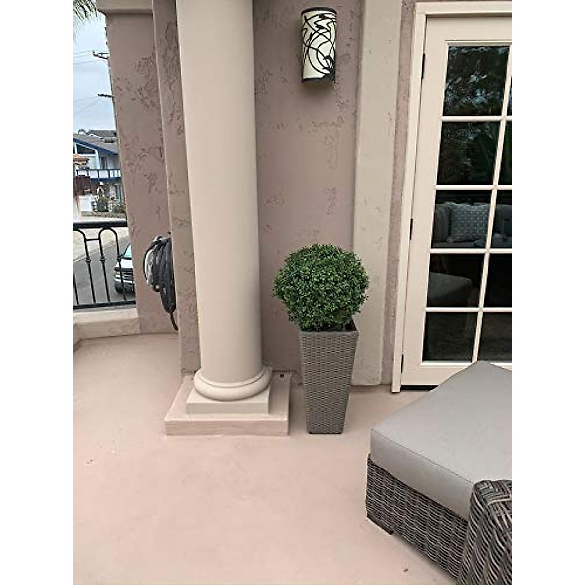 24''T 18''D Artificial Trees for Outdoors Set of 2 Potted Bushes Home Decor Artificial Topiariy Trees for Front Porch