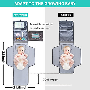 Portable Changing Pad,Baby Portable Diaper Changing Pad for Boys and Girls |Long Large Changing Pad with Wipes Pocket | Lightweight and Waterproof Travel Diaper Station Kit with Cushioned Pad