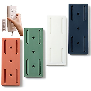 4 Pack Self-Adhesive Desktop Socket Fixer, 2023 New Self Adhesive Power Strip Holder, Punch Free Socket Holder, Wall-Mounted Power Strip Holder Mount (Multicolor)