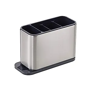 Countertop Organizer Kitchen Caddy Cutlery Drainer, Stainless Steel Utensil Holder Flatware Rectangular Home