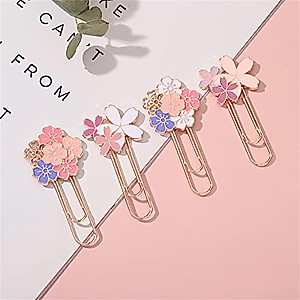 Tainrunse Paper Clip Cute Exquisite Bookmark Cherry Blossom Decorative Clip B