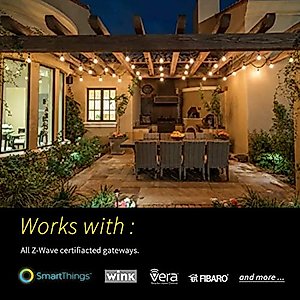Minoston Z-Wave Plus Smart Plug, Outdoor On/Off Outlet Switch, ZWave Hub Required, Weather-Resistant, Built-in Repeater, Work with SmartThings, Wink, Alexa, Black(MP22Z)