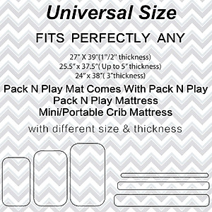 Youngever 2 Pack Portable Mini Crib Sheets, Pack n Play Stretchy Fitted Sheet, Convertible Playard Mattress Cover, Ultra Soft Material, Grey and Grey Wave