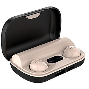 Loluka True Wireless Earbuds Stereo HiFi Music Waterproof Noise-Cancelling Mini in-Ear Discreet with Wireless Charging Case,5.0 True Wireless Earbuds Bluetooth Earphones
