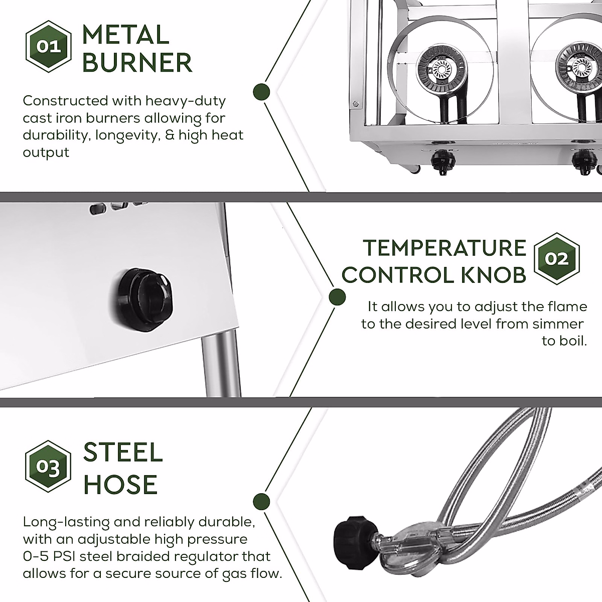 Bioexcel Two Tank Outdoor Deep Fryer with Thermometer Fish Fryer, CSA Certified Propane Deep Fryer with 2 Stainless Steel Baskets and Lids Gas Deep Fryer with Adjustable Temperature Regulator