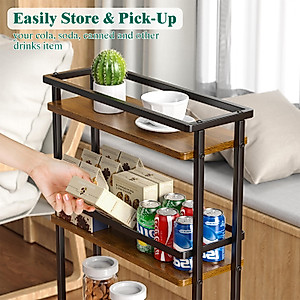 Giwil Slim Storage Cart 4 Tier Narrow Kitchen Rolling Cart on Wheels for Small Space, Mobile Spice Rack Seasoning Organizer Utility Serving Cart for Kitchen Bathroom Laundry, Brown