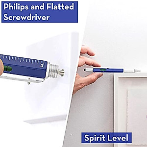 Gift for Men, Multitool Pen + Card Tool, Stocking Stuffers for Him Dad Husband Boyfriend, Ballpoint Pen with Screwdrivers / Ruler / Spirit Level / Stylus, Gift Box