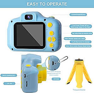 Rindol Toys for 4-9 Year Old Boys,Kids Selfie Camera Compact for Child Little Hands, Smooth Shape Toddler Camera,Best Birthday Gifts for 4 5 6 7 8 9 Year Old Boys with 16GB Memory Card