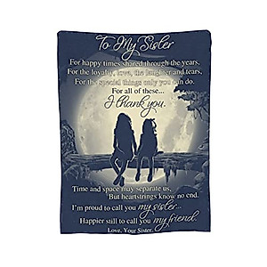 Maylian Fleece Blanket to My Sister Best Friend Bestie Printed Quilts Blanket Positive Encourage Flannel Blanket Gifts (40 * 50 inch,2)