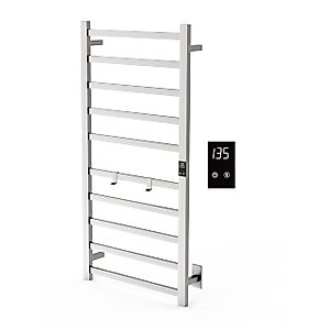 Topdattion Electric Towel Warmer | Super Thin | with Timer & Temperature Multi-Level Adjustments | Hardwired & Plug-in | Fast Heating | 10 Bar Brushed Finish