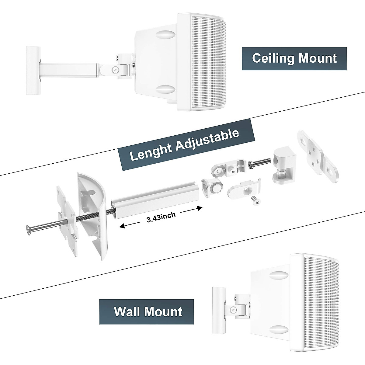 Wall Mount Brackets Compatible with Bose 161 Speaker and Bose Model 100 Speakers(White)