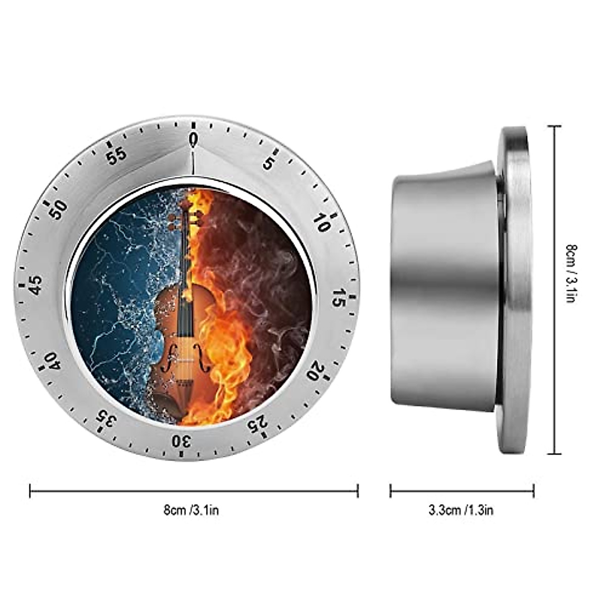 Kitchen Timer Fire Water Guitar Magnetic Countdown Clock for Cooking Teaching Studying