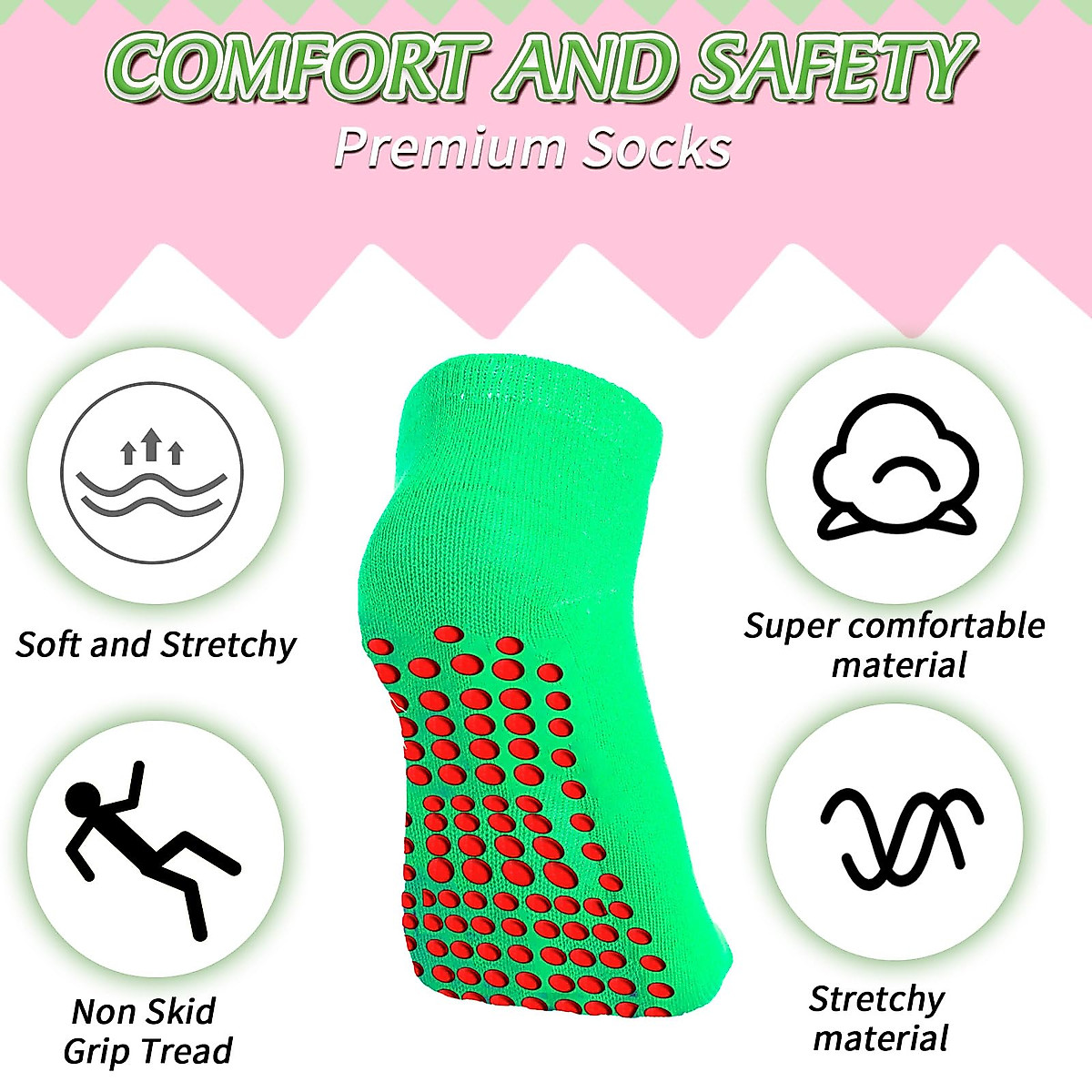 Geyoga 12 Pairs Non Slip Socks Women Yoga Socks with Grips Pilates Socks Hospital Anti Slip Gripper Ballet Fitness Socks(Bright Color)