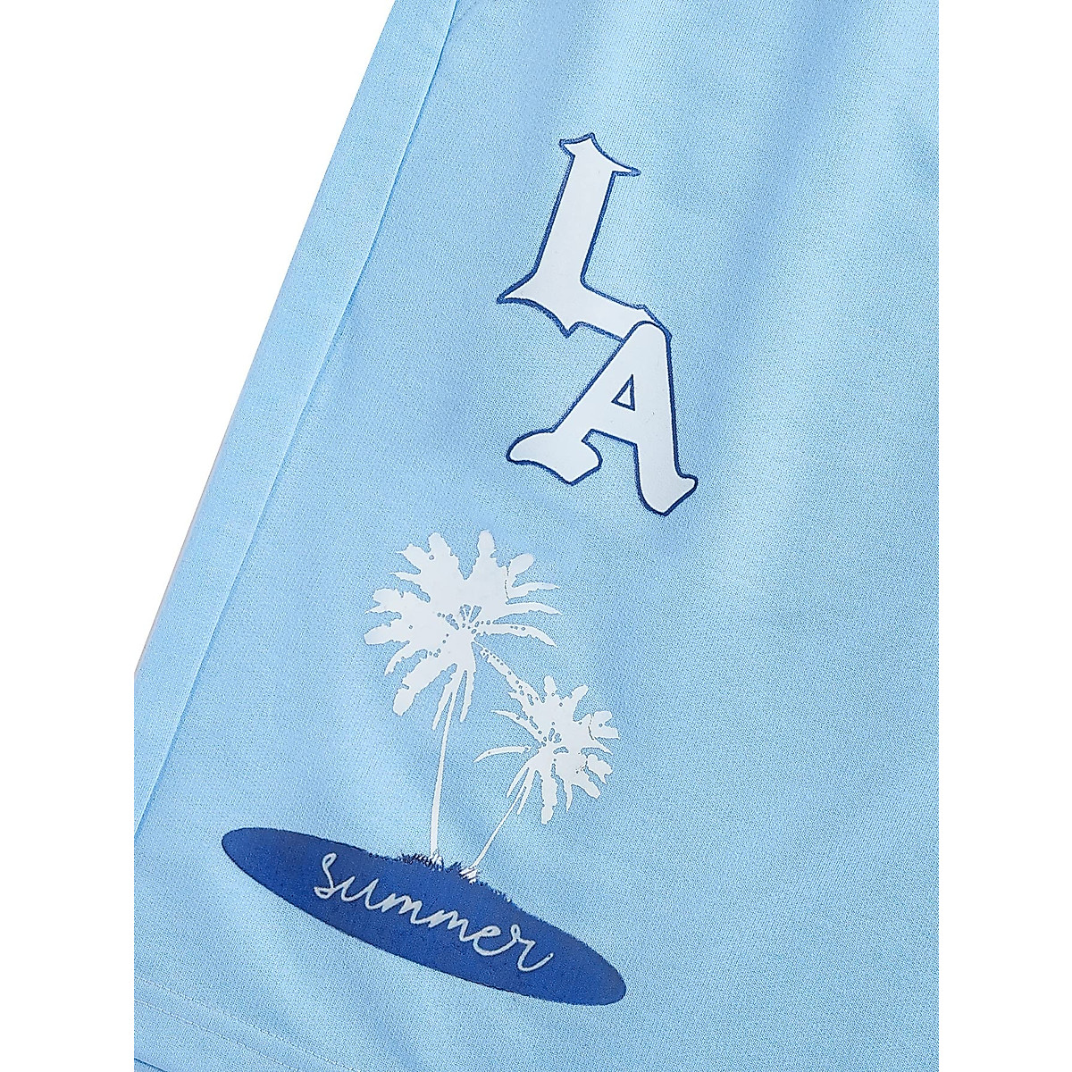 GORGLITTER Men's Letter Graphic Track Shorts Drawstring Waist Summer Workout Shorts Blue Small