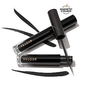 Velour Magnetic Lash & Go Eyeliner - Fine Tip Liquid Magnetic Eyeliner + Lash Glue Hybrid for Magnetic Eyelashes & False Lashes - 2-in-1 Self Adhesive Eyeliner for Magnetic Lashes - 3.5 ml (Black)