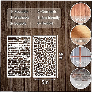 8 Pieces Stencils for Crafts, Honeycomb Wall Layering Stencils Marble Crackle Geometric Stencils Mixed Media Art Texture Stencils for Painting on Card Making Canvas DIY Furniture Paper (8 Mix media)