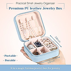Hicarer 4 Pieces Small Travel Jewelry Boxes PU Leather Jewelry Organizer Box Portable Travel Jewelry Organizer Cases for Rings Earrings Necklace, for Girls Women