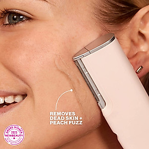 DERMAFLASH LUXE plus Device, Anti Aging, Exfoliation, Hair Removal, and Dermaplaning Tool with Sonic Edge Technology and 4 Weeks of Treatment, Blush