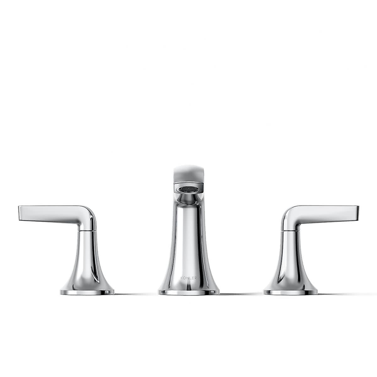 Kohler K-22020-4-CP Kohler K-22020-4 Tempered 1.2 GPM Widespread Bathroom Faucet with UltraGlide and Pop-Up Drain Assembly