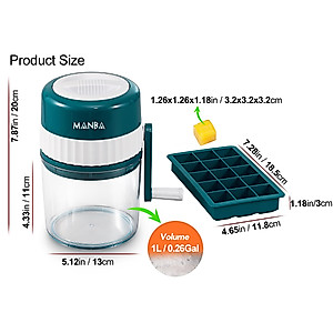 MANBA Ice Shaver and Snow Cone Machine - Premium Portable Ice Crusher and Shaved Ice Machine with Free Ice Cube Trays - BPA Free
