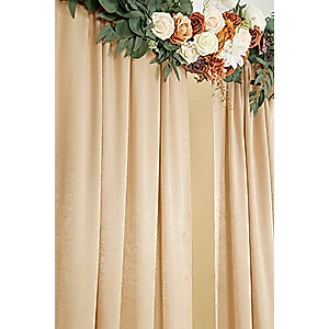 Cytdkve 2 Panels 4.8 Feet x 10 Feet Beige Velvet-Like Wedding Backdrop Curtain Drapes, Silky Soft Window Curtains Panels for Wedding Ceremony Birthday Party Decorations