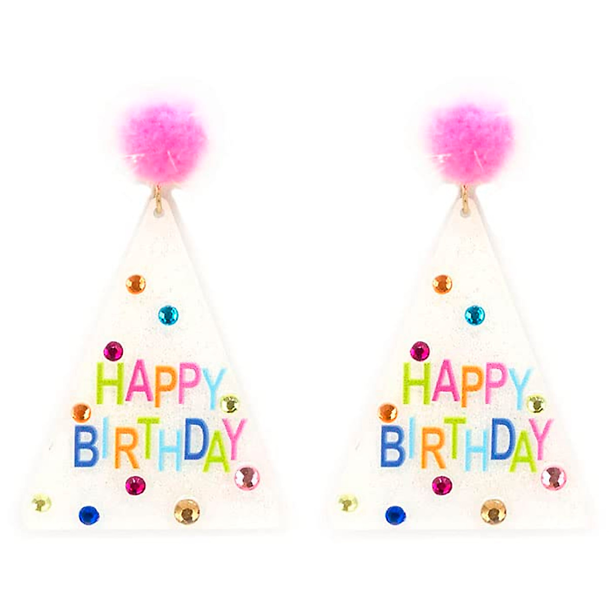 Emulily Happy Birthday Party Hat Post Earrings