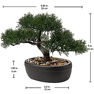 Artificial Bonsai Tree Juniper Faux Plants Indoor Small Fake Plants Decor with Ceramic Pots for Home Table Office Desk Bathroom Shelf Bedroom Living Room Farmhouse Decorations