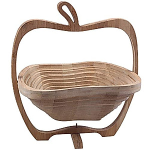 UXZDX Shopping Basket,Foldable Basket Basket in Bamboo in Form of Apple for Fruits (Wood Log)