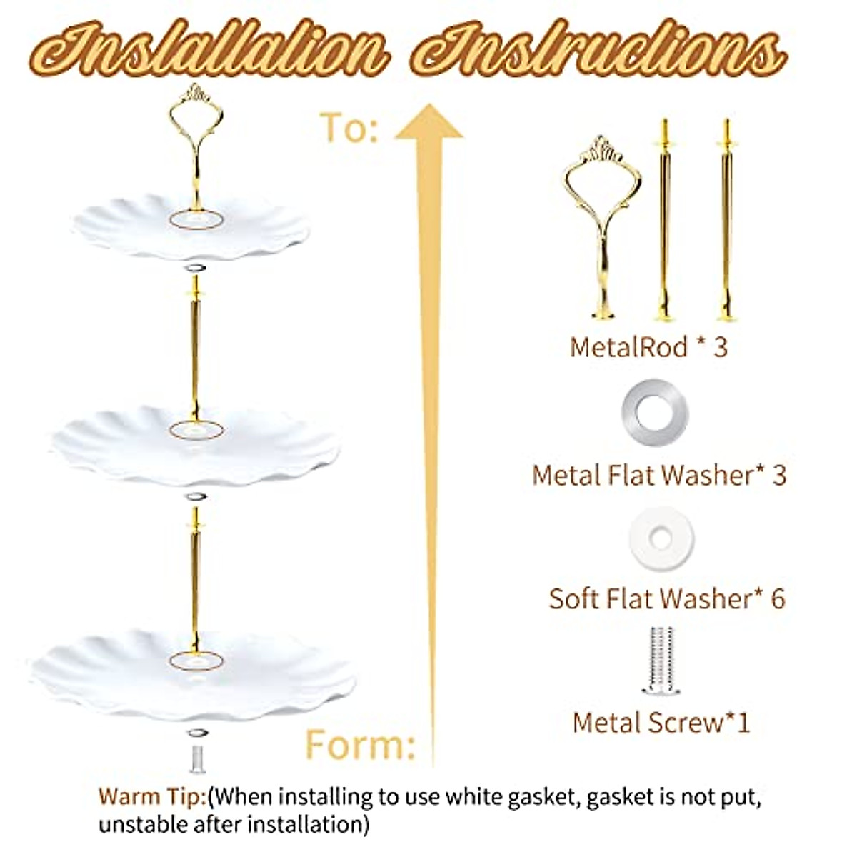 Cake Stand Set-5 Pcs Cupcake Stand Set-Dessert Table Display With 2xlarge 3-Tier + 3x Appetizer Trays Perfect For Wedding Baby Shower Home Birthday Tea Party Decoration(Wave)