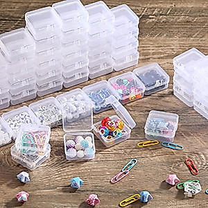 Funtopia 52 Packs Small Beads Storage Containers & Clear Organizer Box, 15 Grids Large Plastic Organizer Box with Dividers Mini Bead Organizers for Storage Crafts, Jewelry and Small Items